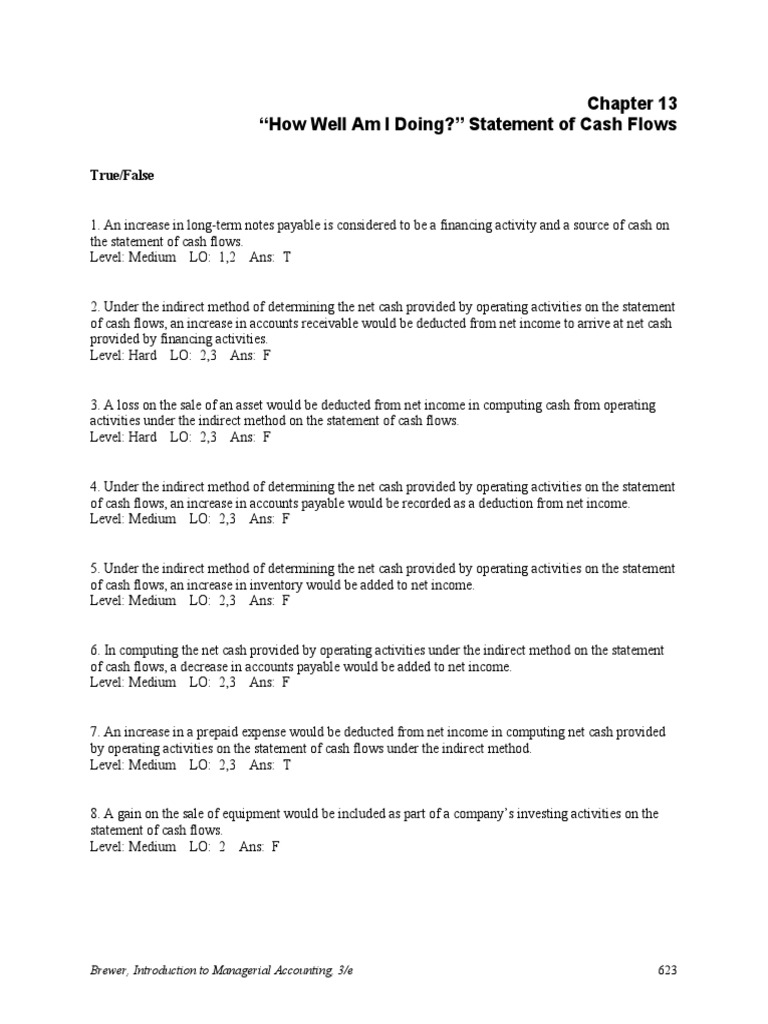 Chapter 13 | PDF | Cash Flow Statement | Deferral