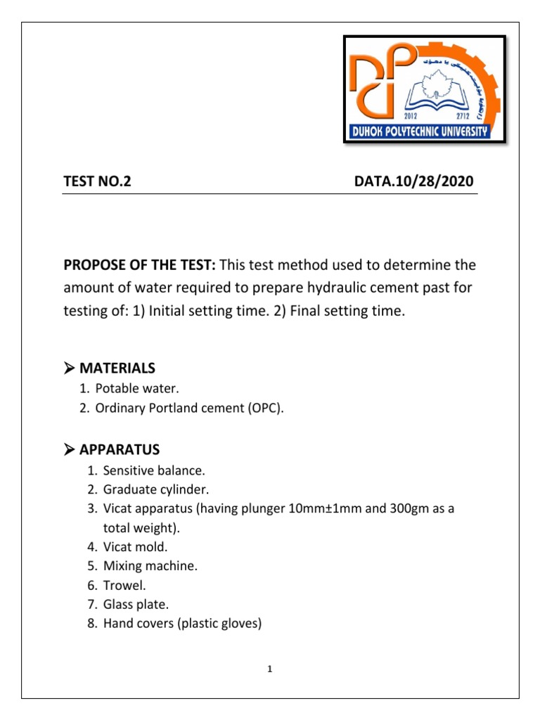 Normal Consistency of Hydraulic Cement | PDF | Cement | Water