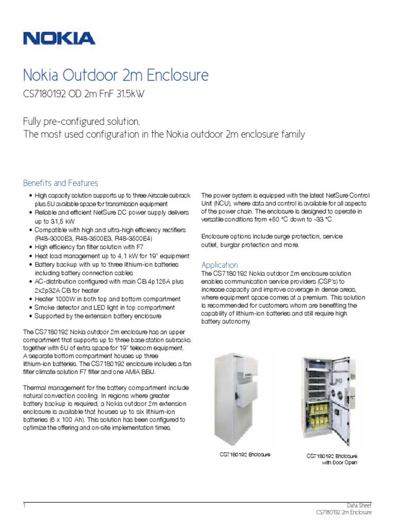 Nokia Outdoor 2m Enclosure CS7180192 PDF | PDF | Manufactured Goods ...