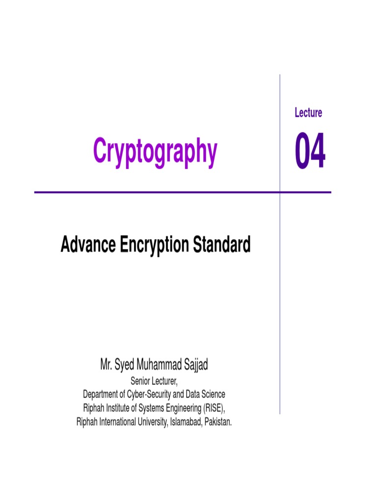 4 - Advance Encryption Standard | PDF | Cryptography | Cipher