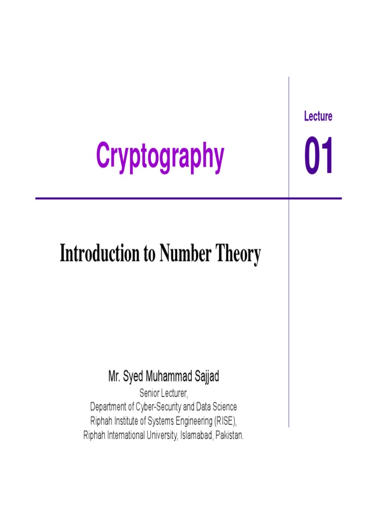 1 - Introduction To Number Theory | PDF | Cryptography | Prime Number