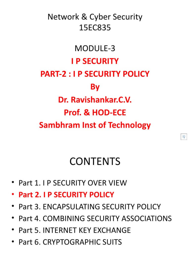 Network & Cyber Security - module3-IPSECURITY - Part2 | PDF | Internet Protocols | I Pv6