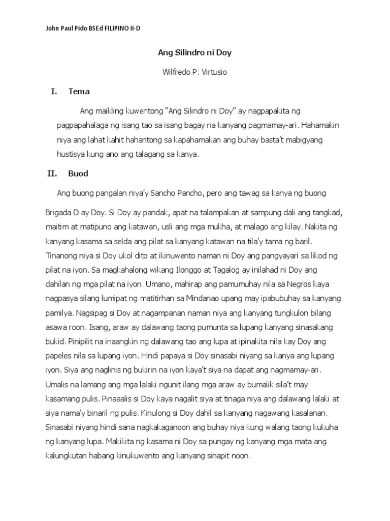 Ang Silindro Ni Doy | PDF