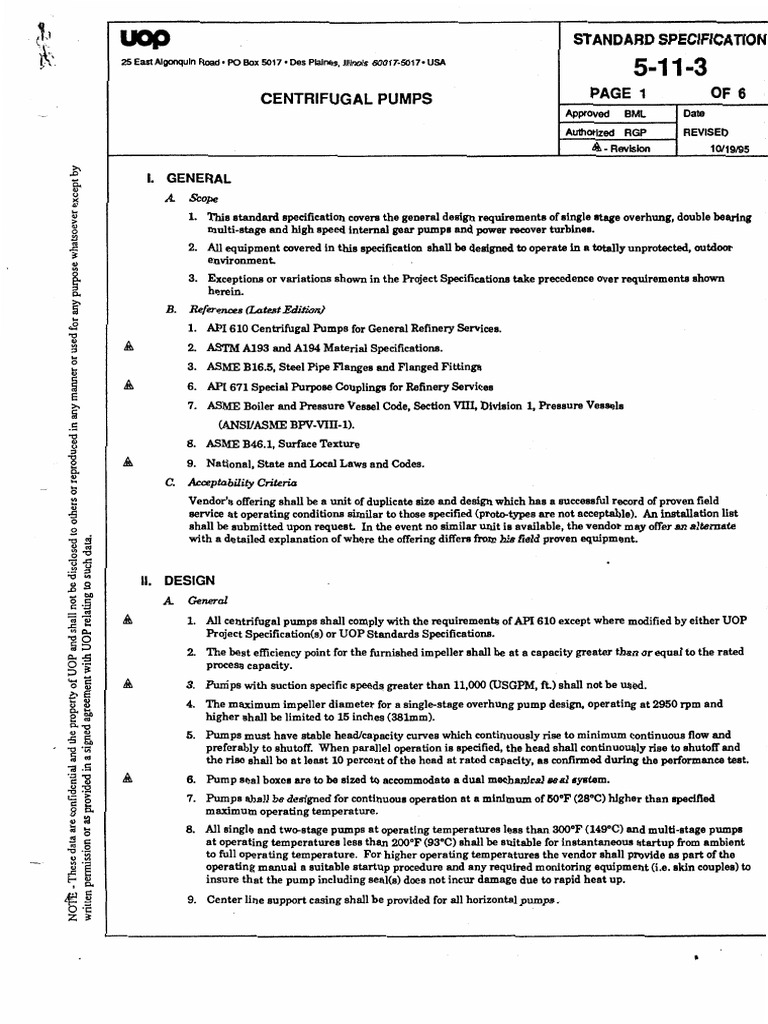 UOP 5-11-3 - Centrifugal Pumps | PDF