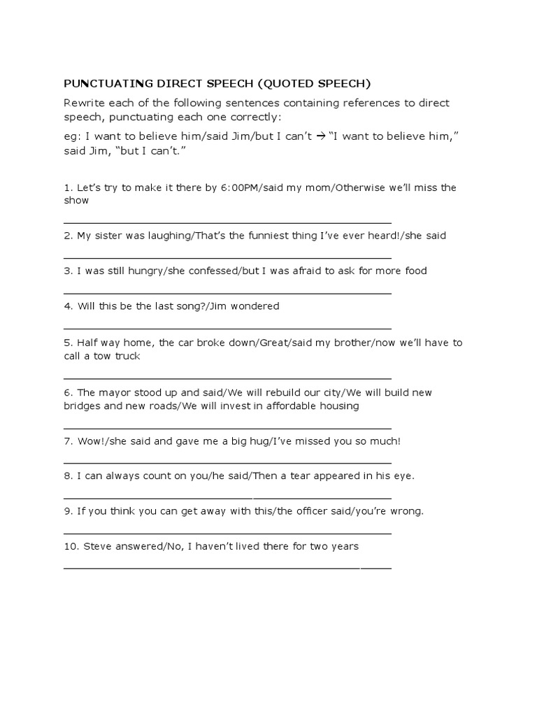 Correctly Punctuating Direct Speech | PDF | Art