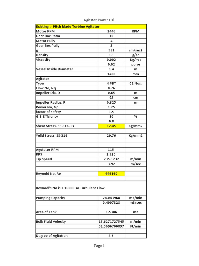 Existing:-Pitch Blade Turbine Agitator | PDF | Pump | Fluid Dynamics
