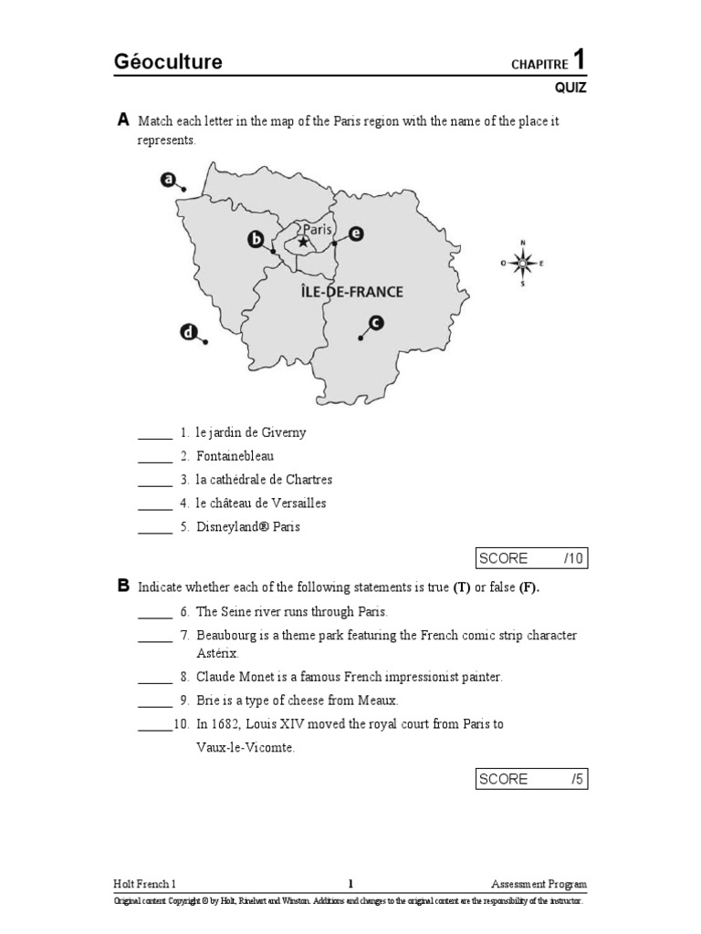 Chapitre 01 Ap Quiz | PDF | Paris
