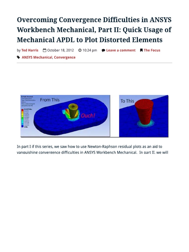 Overcoming Convergence Difficulties in ANSYS Workbench Mechanical, Part ...