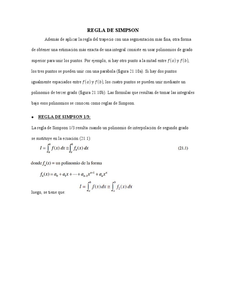 Regla de Simpson 1-3 | Descargar gratis PDF | Ciencia computacional ...