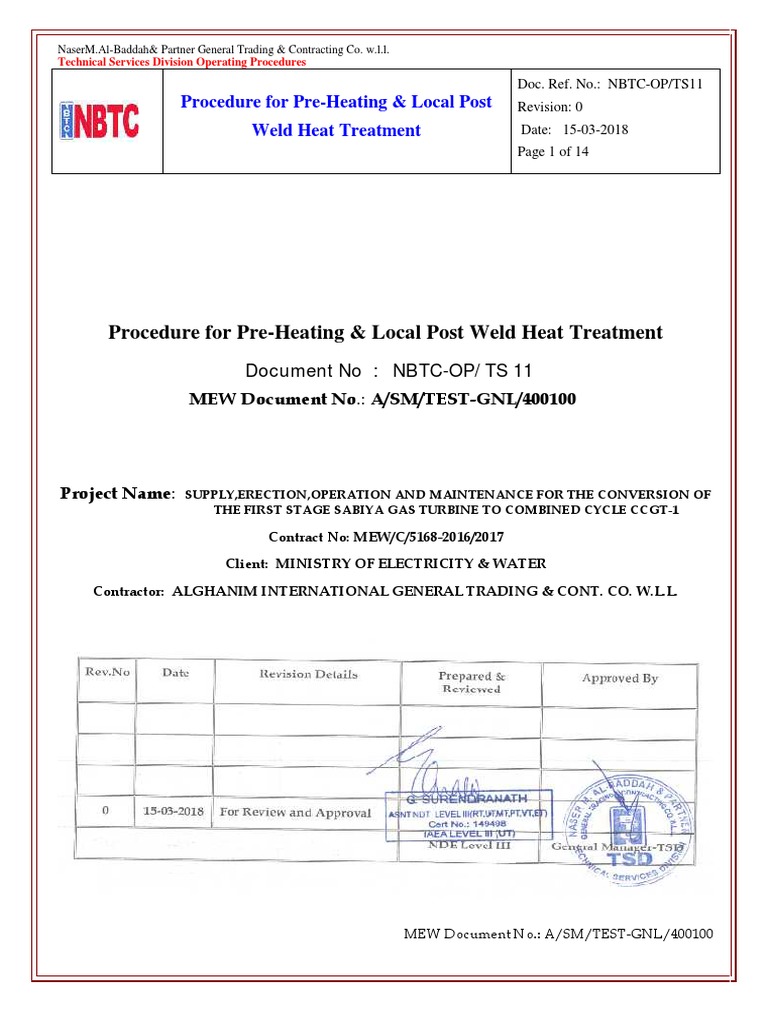 PWHT PROCEDURE (11) Rev 0 | PDF | Welding | Construction