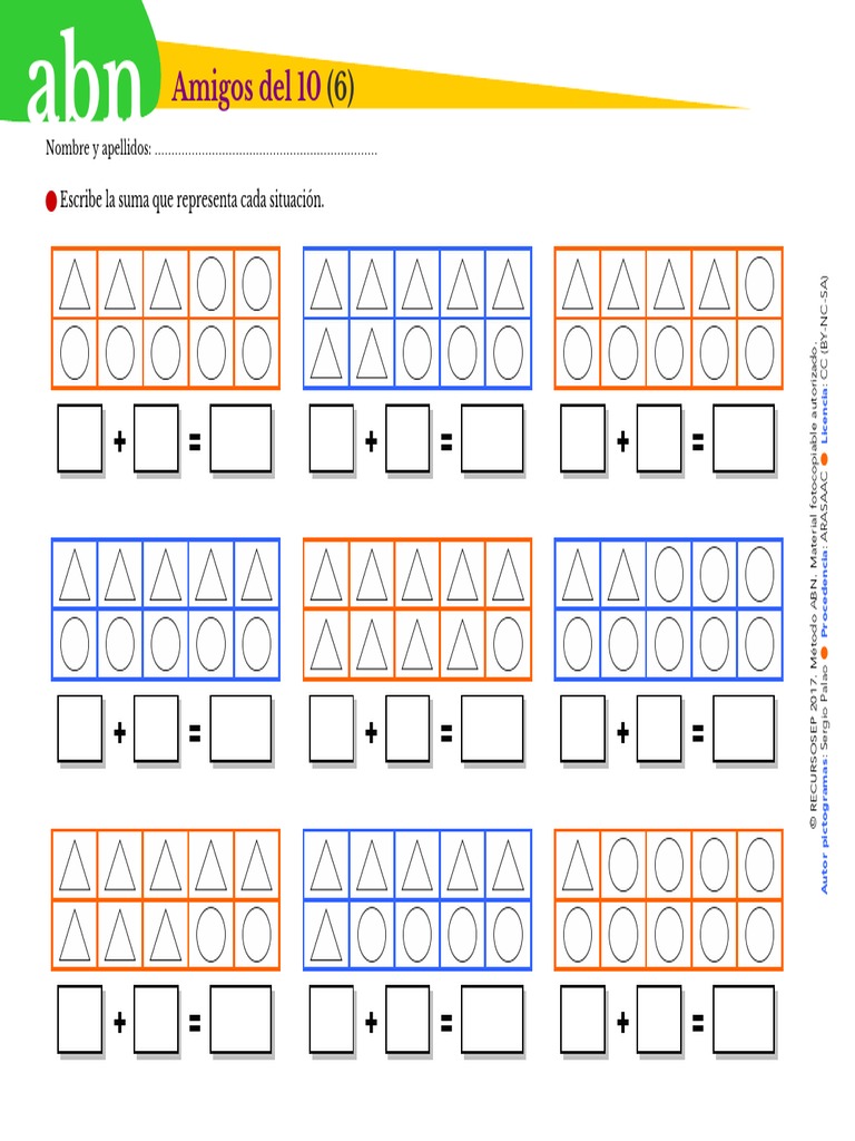 Método Abn Amigos Del 10 Ficha 9 PDF | PDF