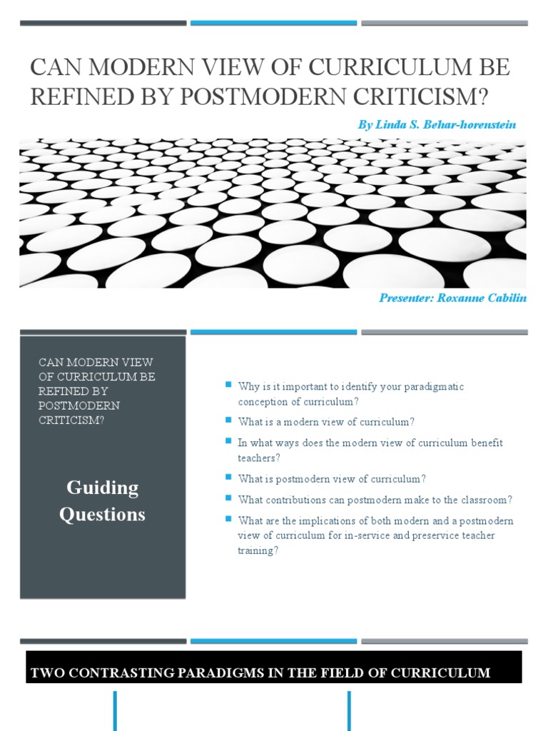 Modern vs. Postmodern Curriculum Analysis | PDF | Postmodernism ...