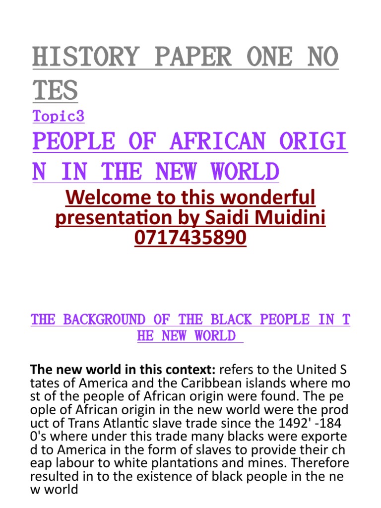 People of African Origin in The New World | PDF | Pan Africanism ...