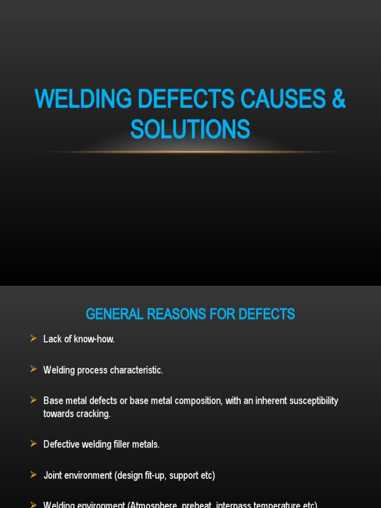 Welding Defects Causes & Solutions | PDF | Welding | Construction