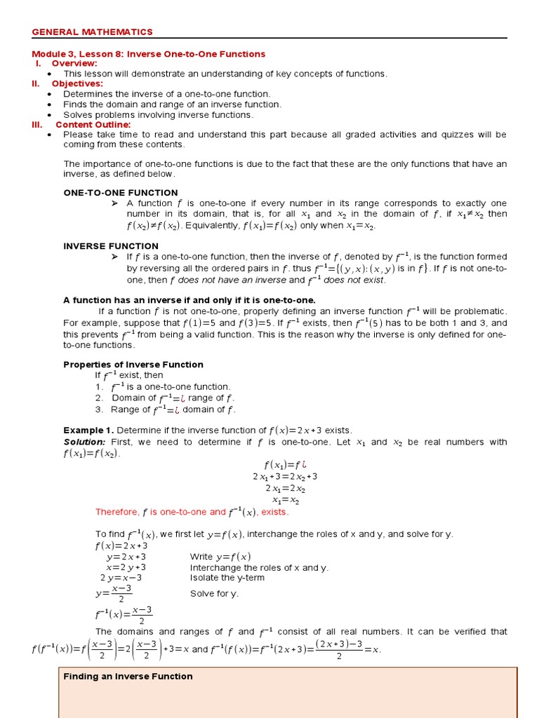 M3 - Lesson 8 | PDF | Function (Mathematics) | Algebra
