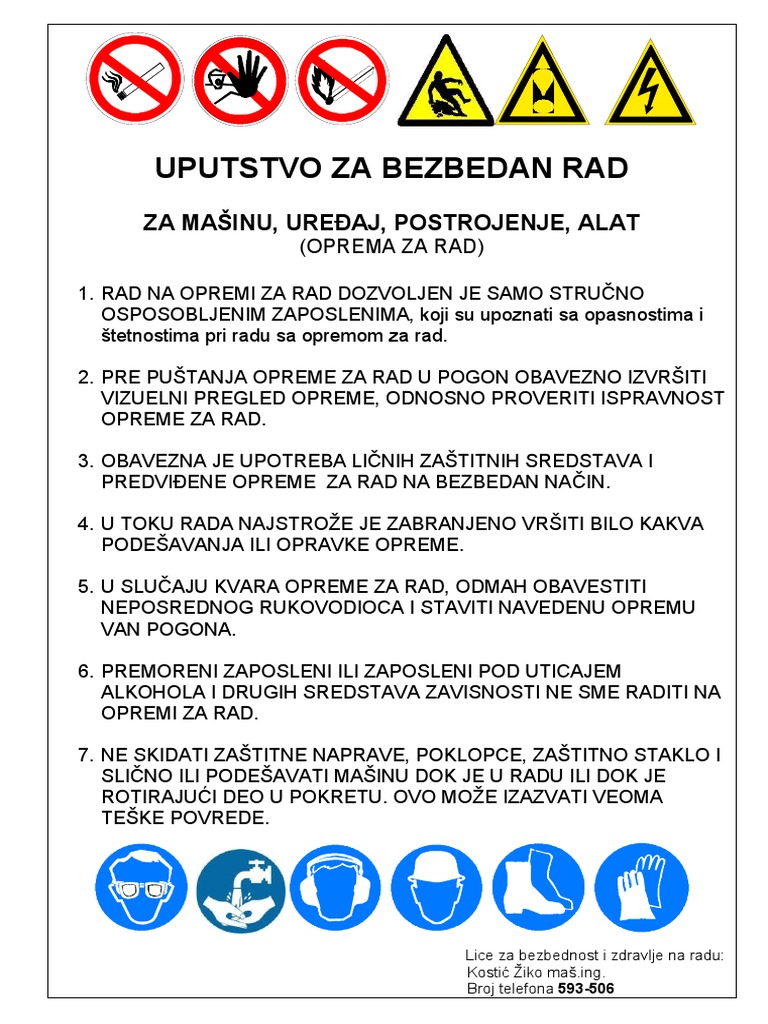 Uputstvo Za Bezbedan Rad | PDF