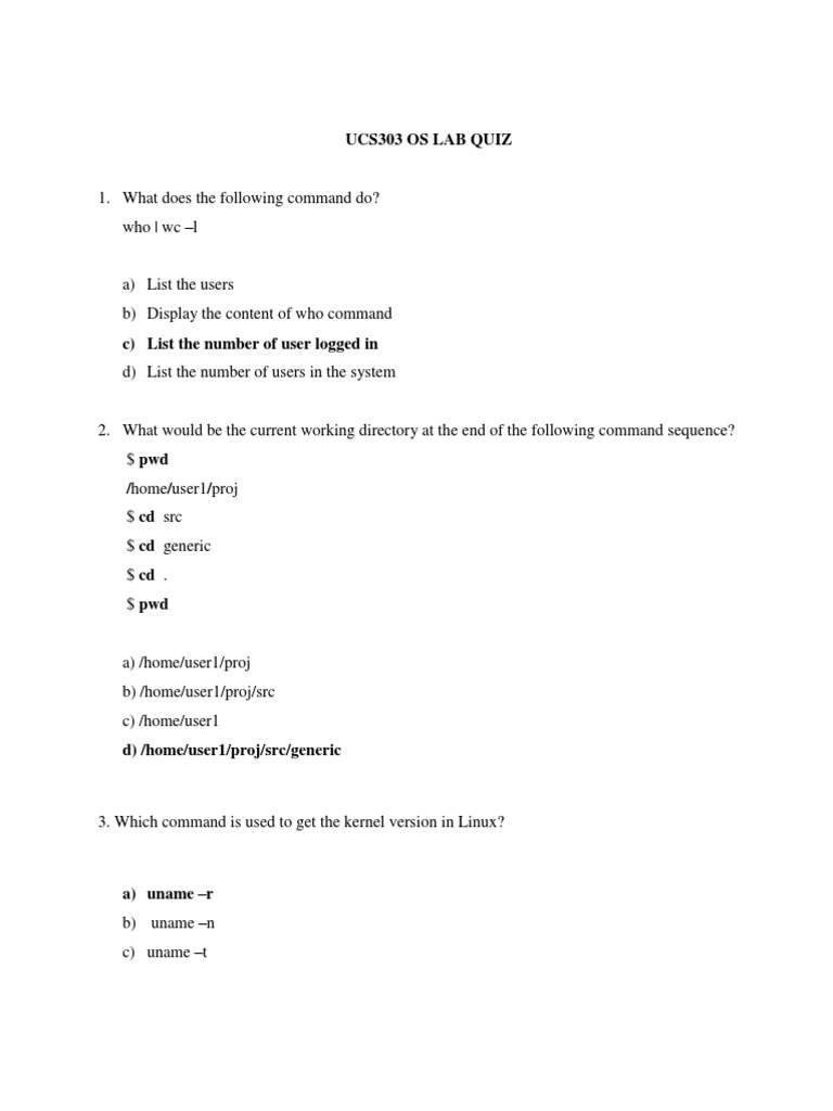 Understanding Linux Commands: An Analysis of a Linux OS Lab Quiz | PDF ...