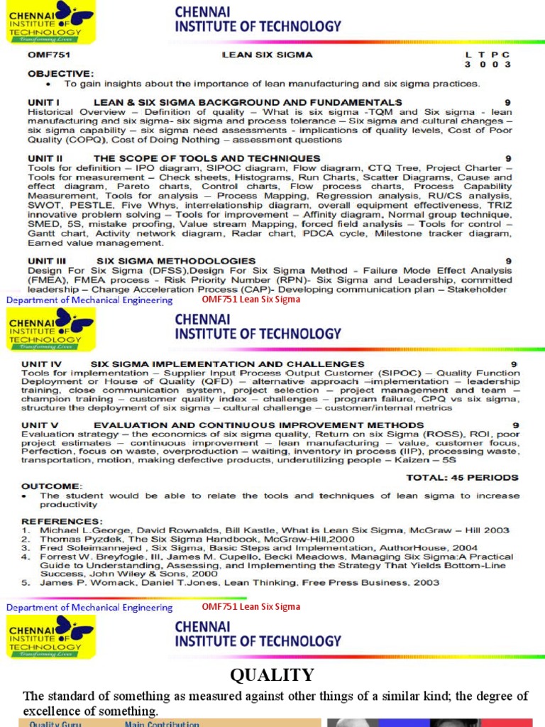 LSS Unit 1 | PDF | Six Sigma | Standard Deviation