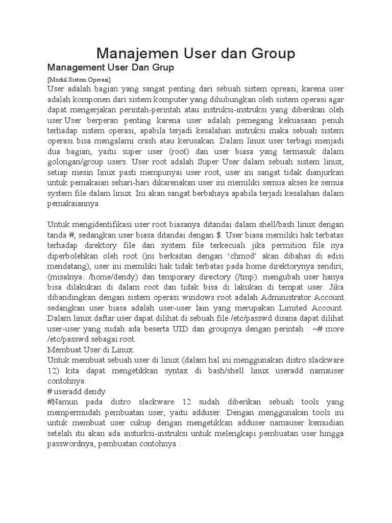 Manajemen User Dan Group B | PDF | Komputer