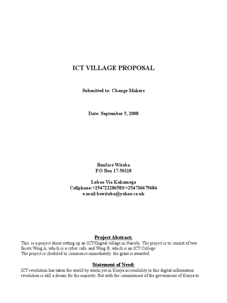 Ict Village Proposal: Submitted To: Change Makers | PDF | Information ...