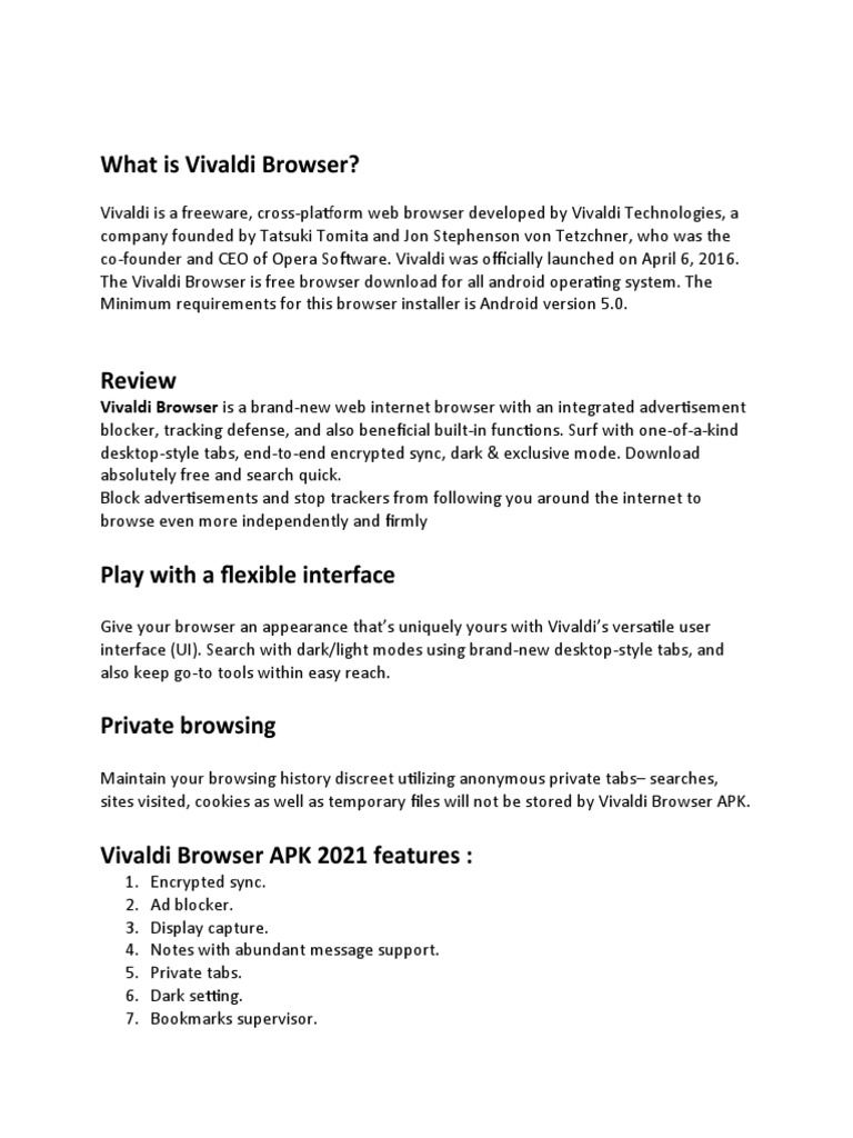 What Is Vivaldi Browser | PDF