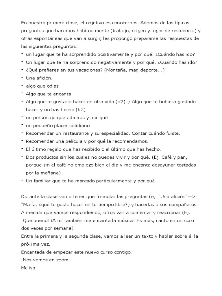 Preguntas para Conocernos ELE A Conversación | PDF