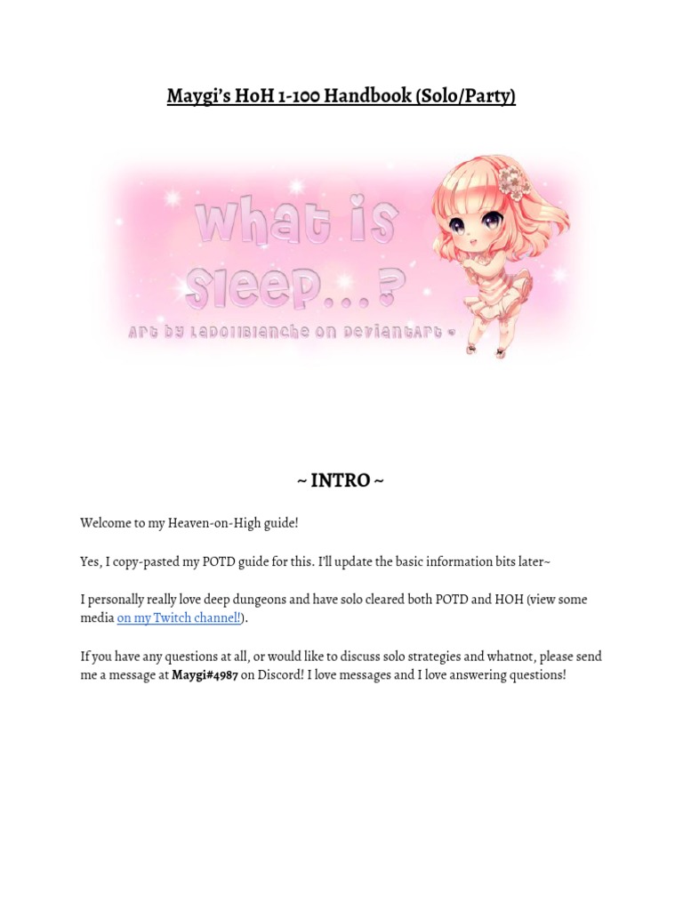 Maygi's HoH 1-100 Handbook (Solo - Party) | PDF | Nature | Leisure