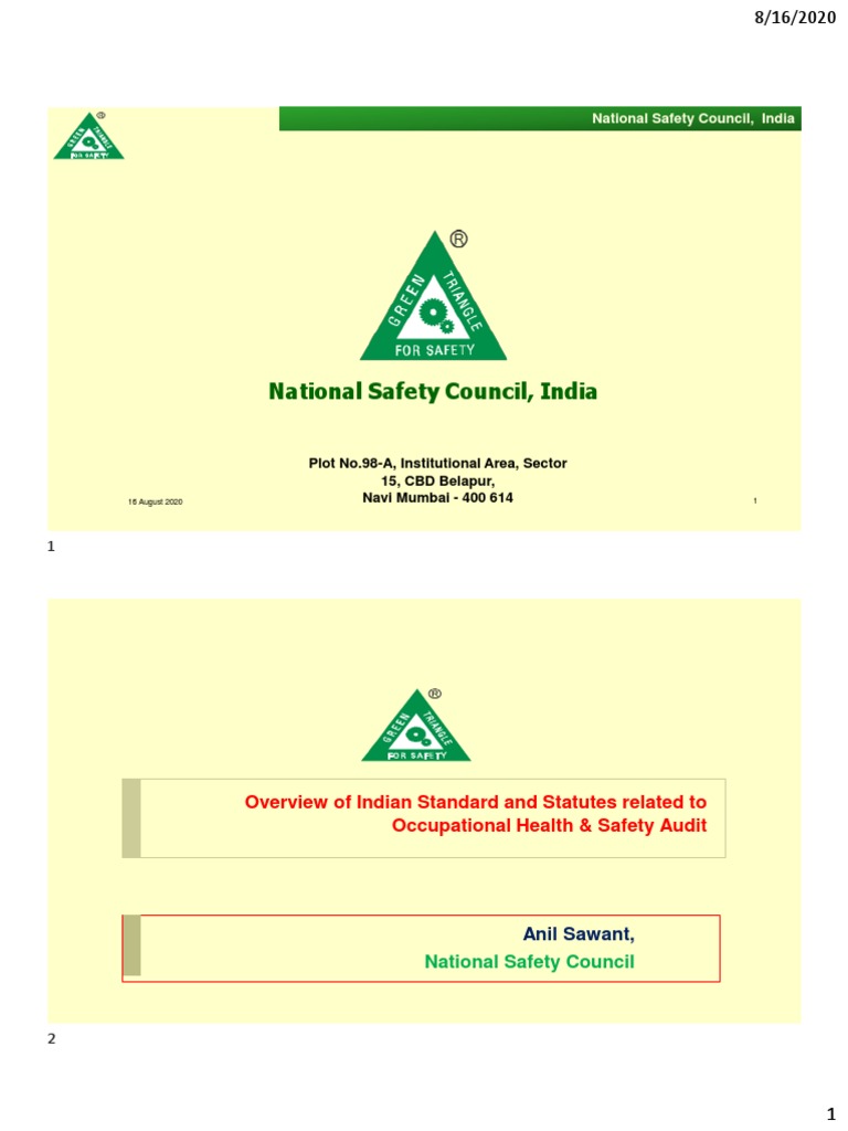 National Safety Council, India: Overview of Indian Standard and ...