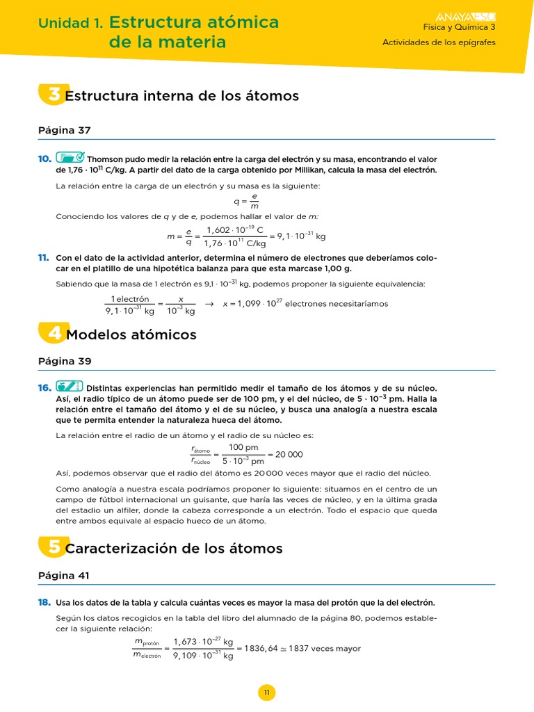Tema 1 FyQ 3 ESO Anaya | PDF | Isótopo | Ion