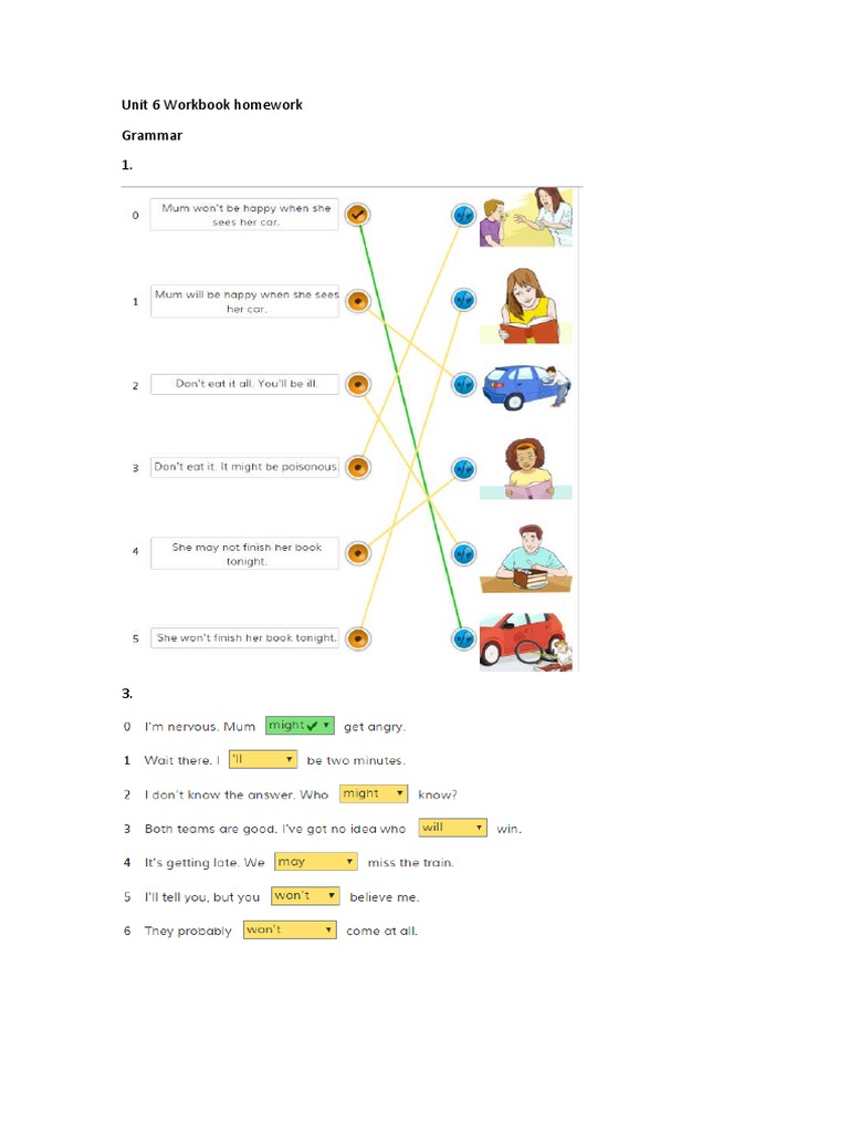 Unit 6 Workbook Homework Grammar 1 | PDF
