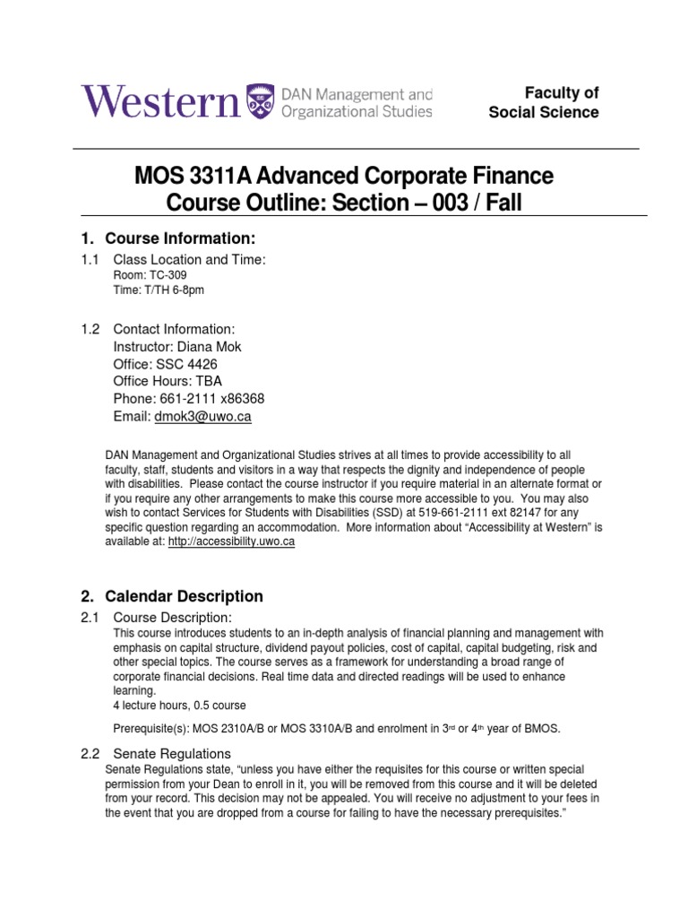 Advanced Corporate Finance Lecture Notes Pdf Pdf Test Assessment