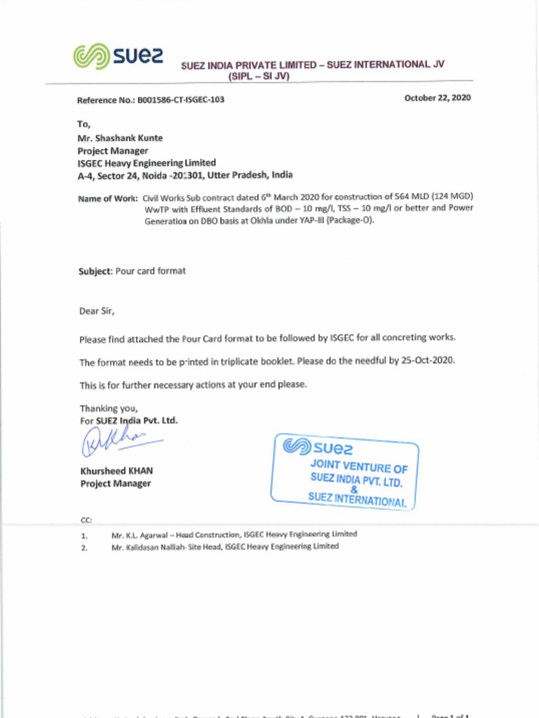 B001586 CT ISGEC 103 - Pour - Card - Format | PDF | Concrete | Economic ...