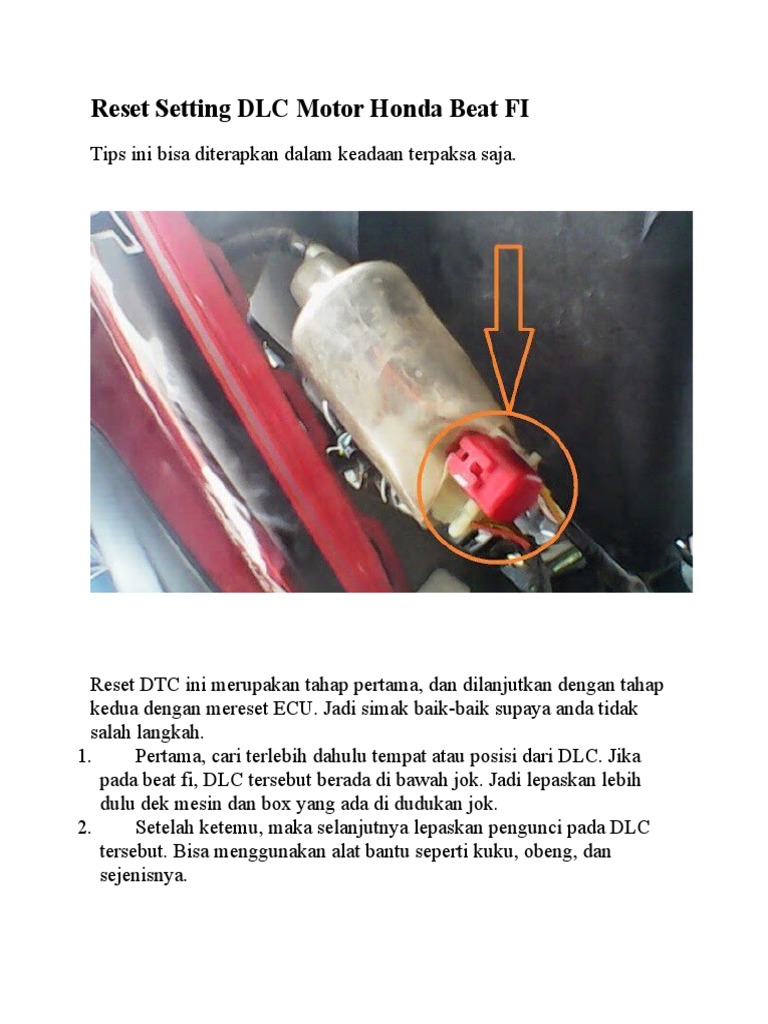 Reset Setting DLC Motor Honda Beat FI | PDF