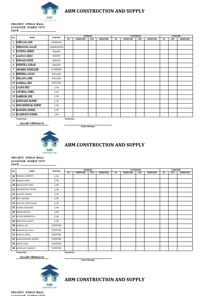 DTR Abm Construction Public | PDF