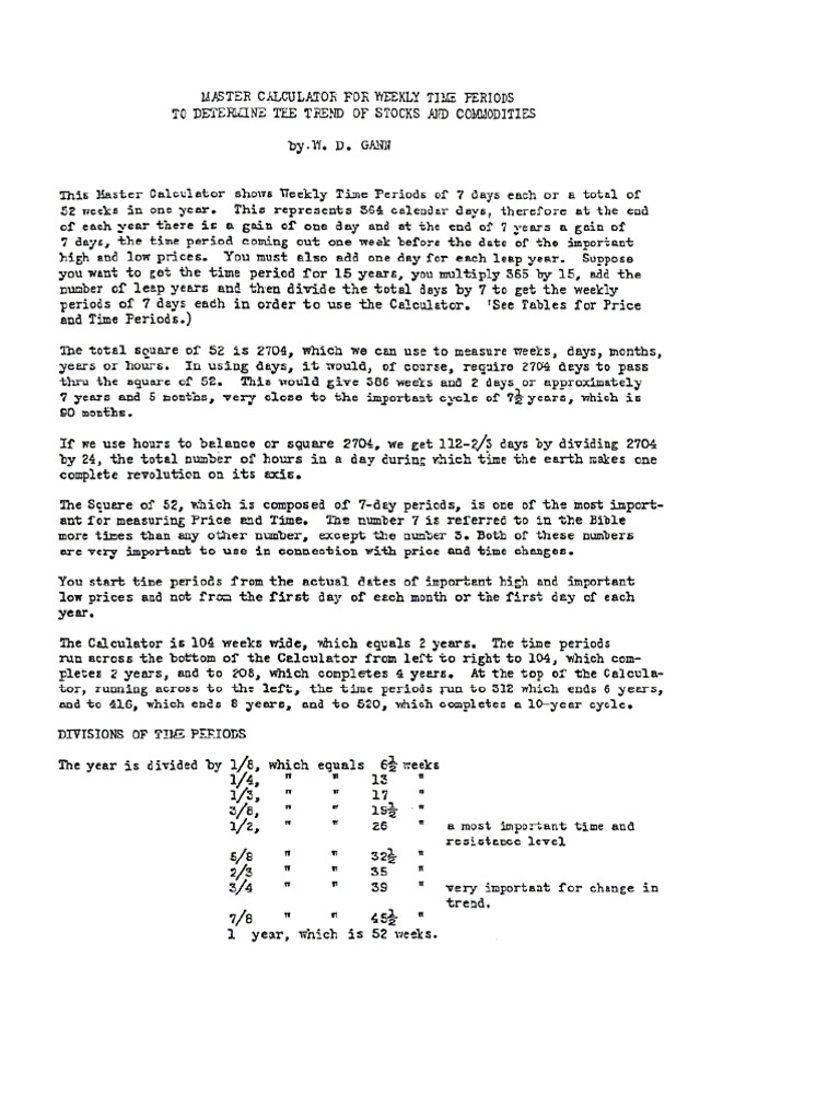W.D.Gann - Master Calculator For Time Periods PDF | PDF