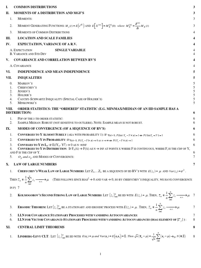 Basic Statistics and Probability For Econometrics Econ 270a | PDF ...