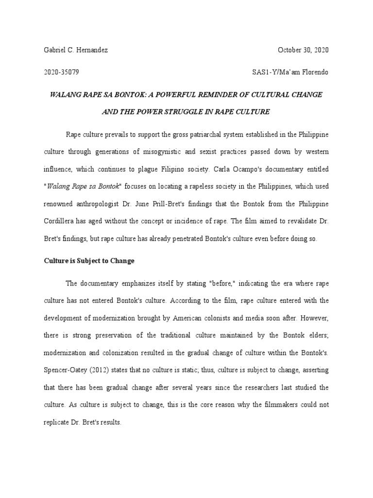 Walang Rape Sa Bontoc Reaction | PDF | Woman | Patriarchy