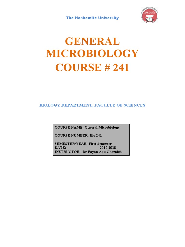 General Microbiology COURSE # 241: Biology Department, Faculty of ...