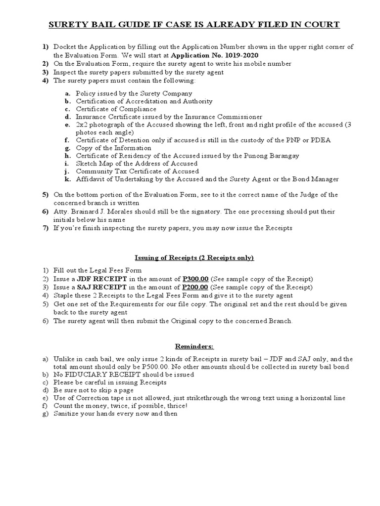 Surety Bail Guide If Case Is Already Filed in Court | PDF | Surety | Bail