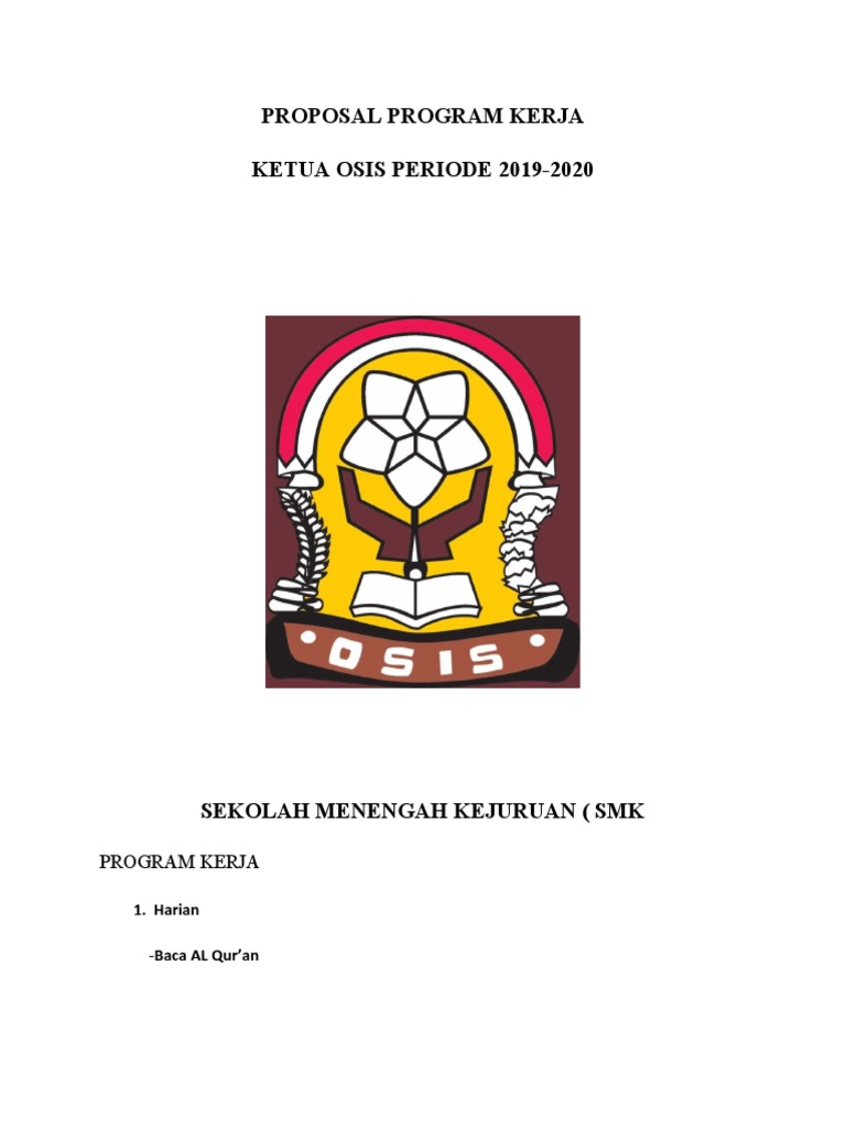 Proposal Program Kerja Ketua Osis Period | PDF