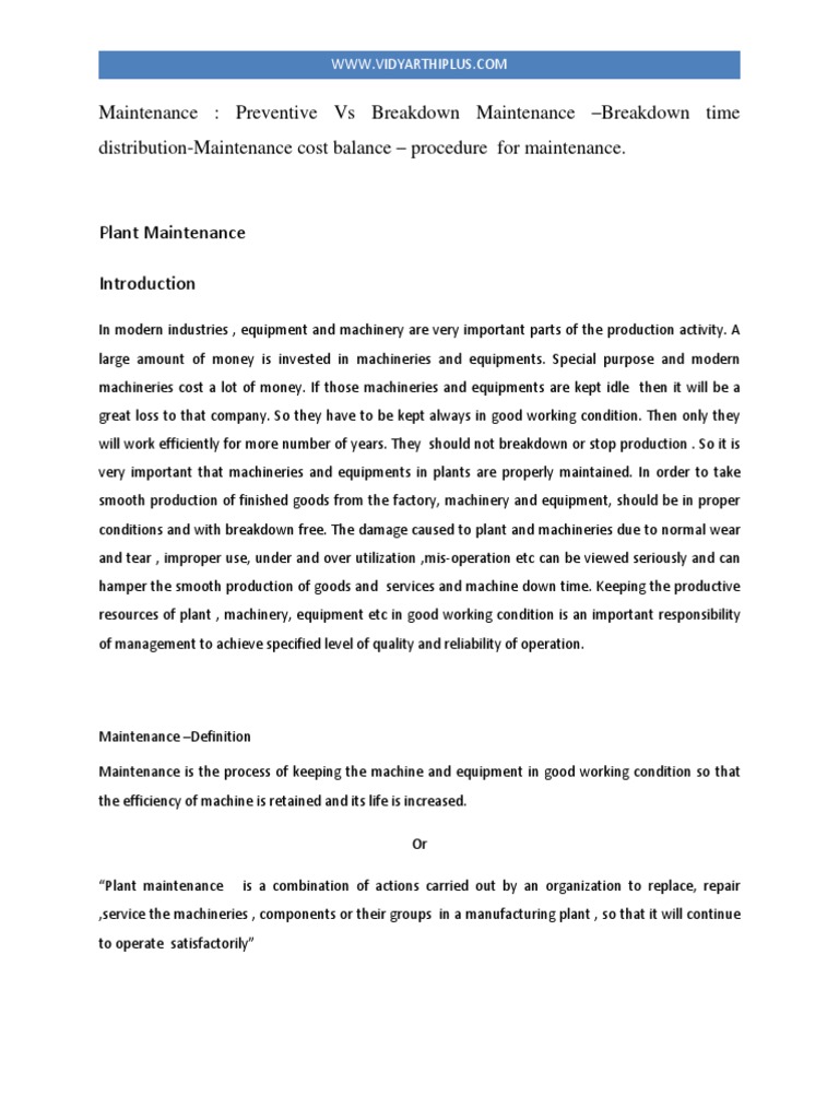 Plant Maintenance | PDF | Mechanical Engineering | Business