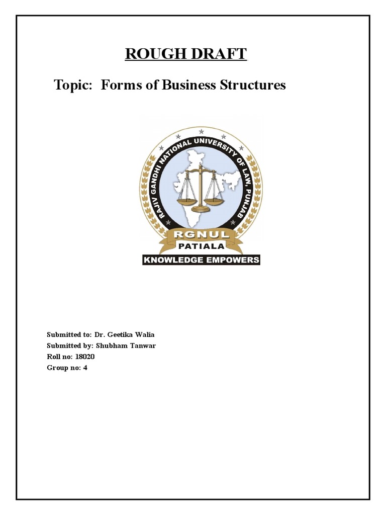 Rough Draft: Topic: Forms of Business Structures | PDF