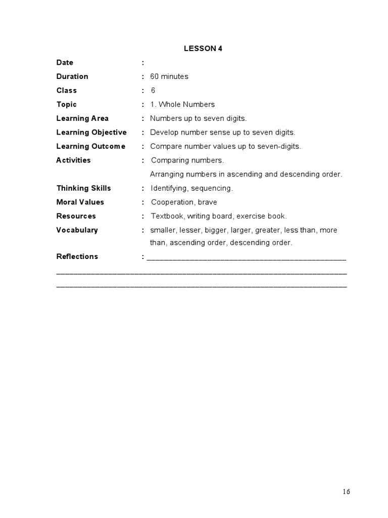 Lesson 4 - Whole Numbers4 | PDF | Applied Psychology | Teachers