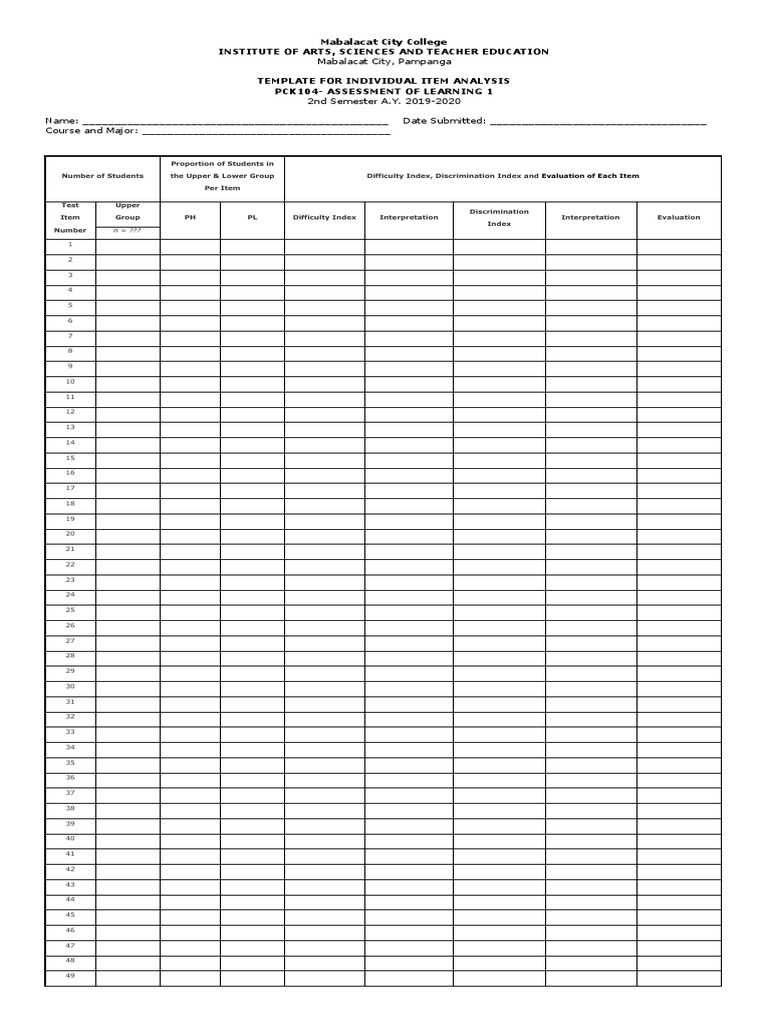 Template For Upper Group | PDF | Educational Assessment And Evaluation ...