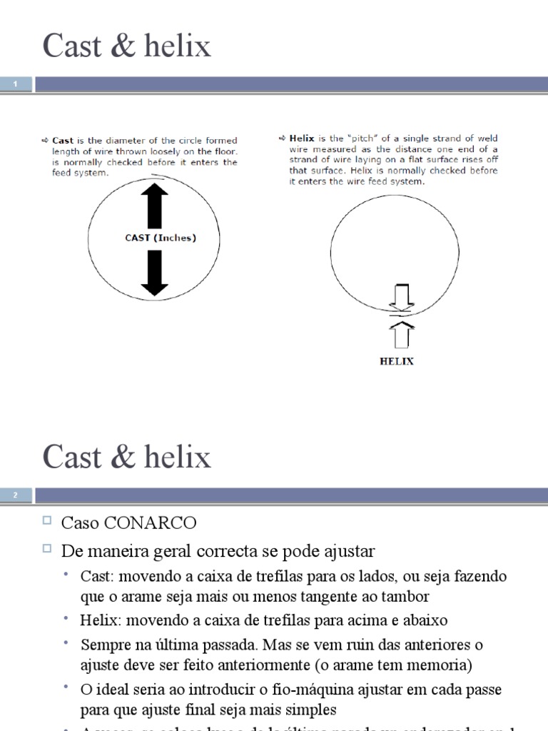 Ajustando el cast y helix en el proceso de trefilado | PDF