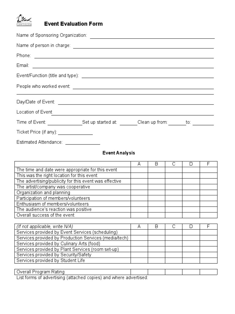 Event Evaluation Form | PDF | Communication | Business