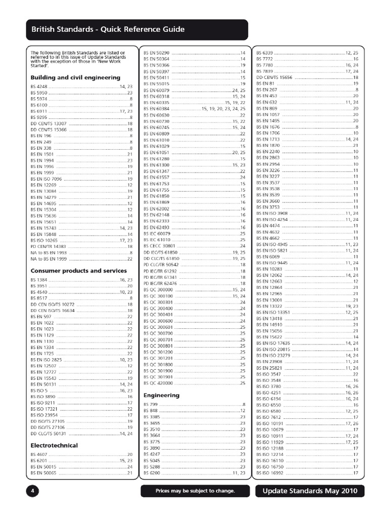 British Standard List - Free Download PDF | PDF
