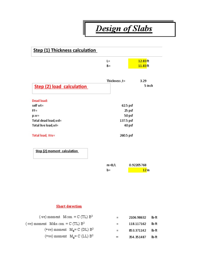 Design of Slabs: Step (1) Thickness Calculation | PDF | Building ...