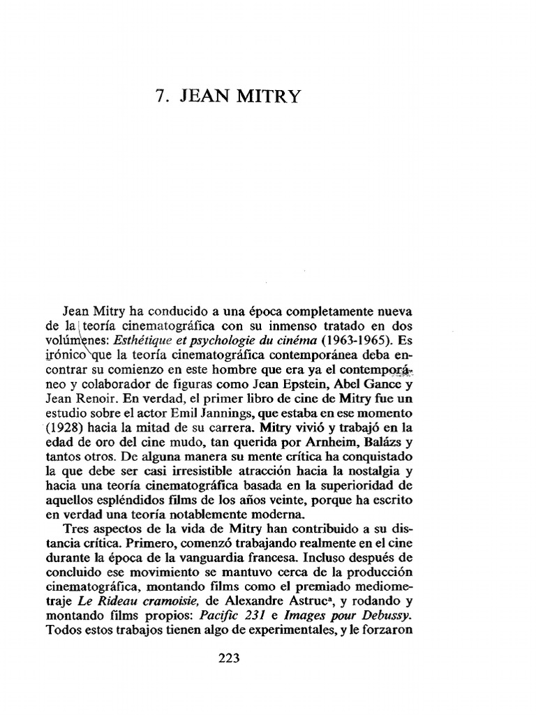 Jean Mitry y la teoría cinematográfica | PDF | Imagen | Teatro