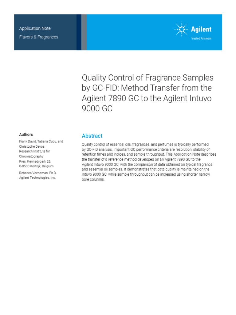 Application QC Fragrance 5994 1382en Agilent | PDF | Gas Chromatography ...